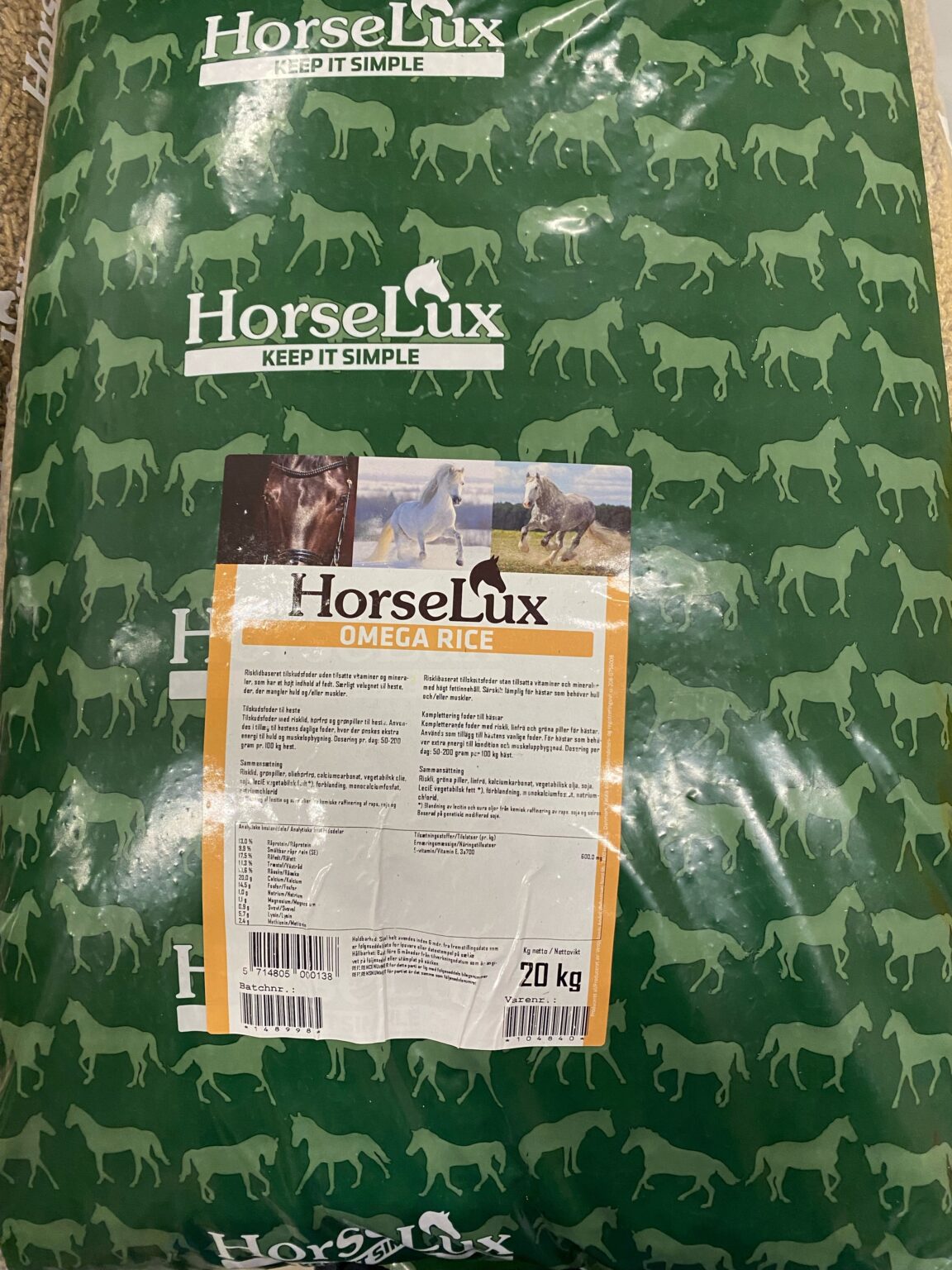HorseLux Omega Rice 20 kg – Hvitvedgaard Korn & Foder – din lokale ...